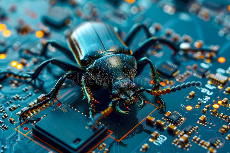A Stag Beetle Sitting on Computer Hardware, Computer Attack Concept ...