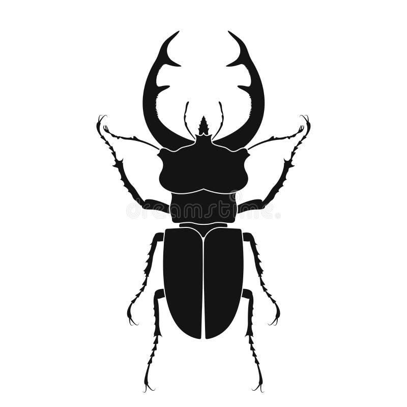 Stag Beetle Vector Icon Isolated. Black Stag Beetle Logo in Flat Style ...