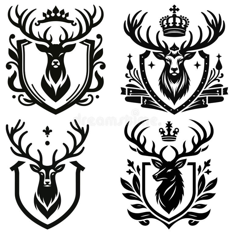 Stag Black White Stock Illustrations – 10,892 Stag Black White Stock ...