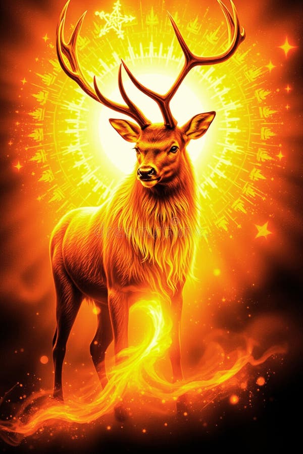 Stag Front Facing Bold Orange Colours AI GENERATED IMAGE Stock ...