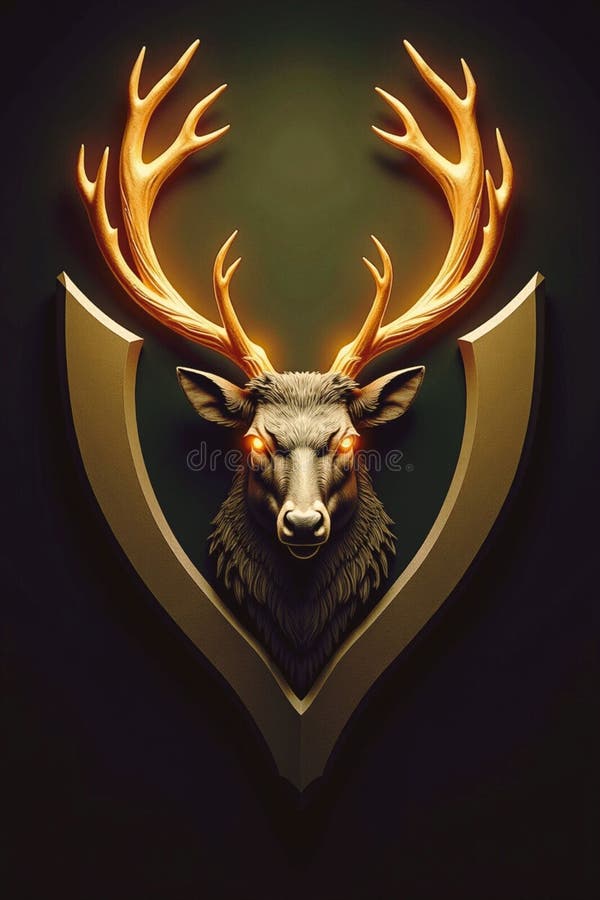 Stag Logo Glowing Eyes AI GENERATED IMAGE Stock Illustration ...