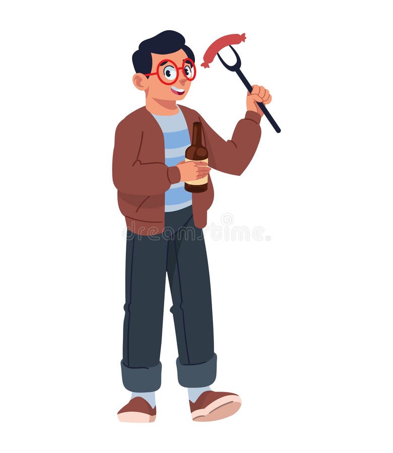 Stag Party Man with Beer and Sausage Stock Vector - Illustration of ...