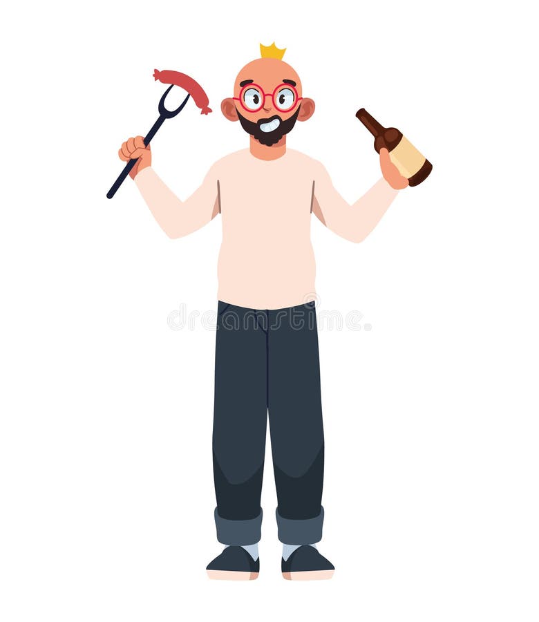 Stag party man with food stock vector. Illustration of celebration ...