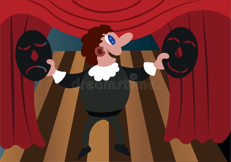 Actor with his masks stock vector. Illustration of comedy - 115409841