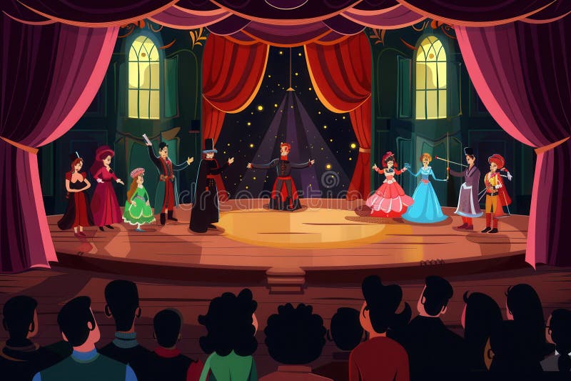 The Stage is Alive with Actors in Elaborate Costumes, Captivating an ...