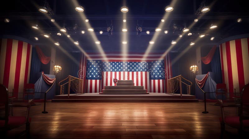 A Stage with an American Flag on it. Generative AI Image. Stock ...