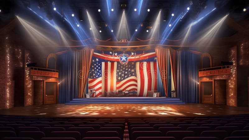 A Stage with an American Flag on it. Generative AI Image. Stock ...