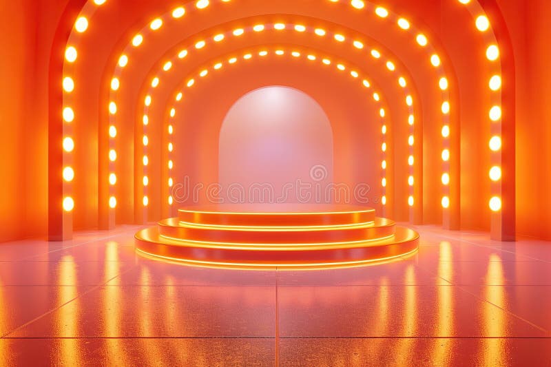 Stage with Arches and Lights Stock Image - Image of glowing ...