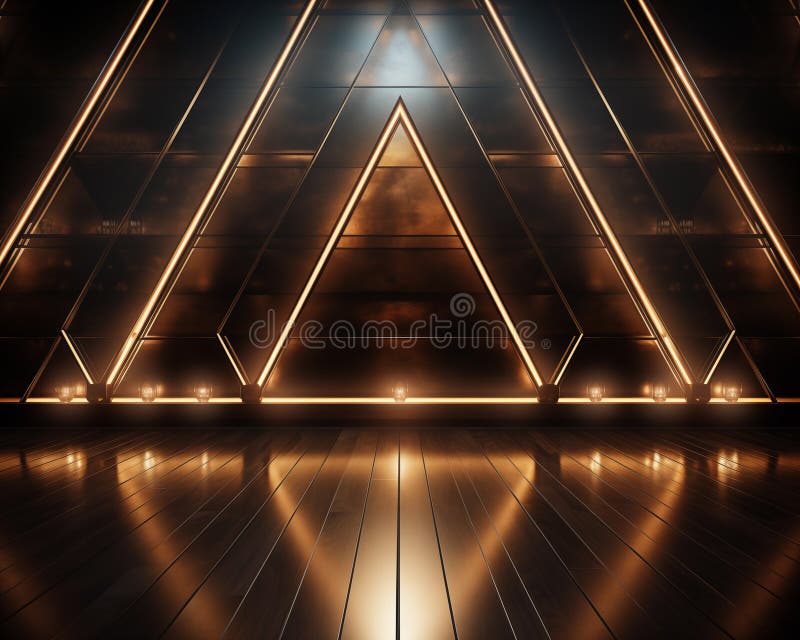 Stage Background in Dark Tones, Black and Gold, Triangular Light Shape ...