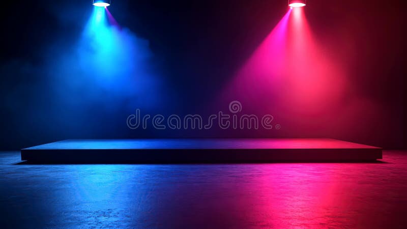 Colorful Spotlights Illuminating an Empty Stage, Creating a Vibrant and ...
