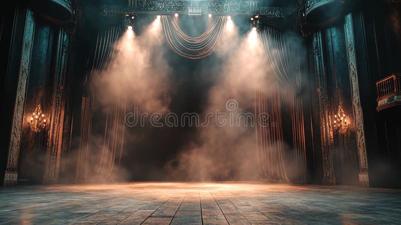 Spotlights Illuminating an Empty Stage, Creating a Vibrant and Dramatic ...