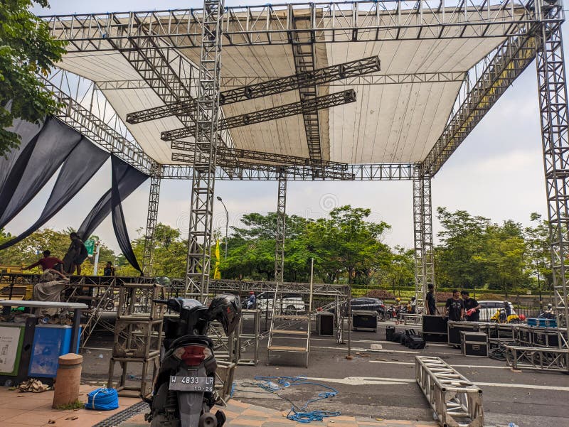 A Stage Being Built for an Event in Surabaya, Indonesia Editorial ...