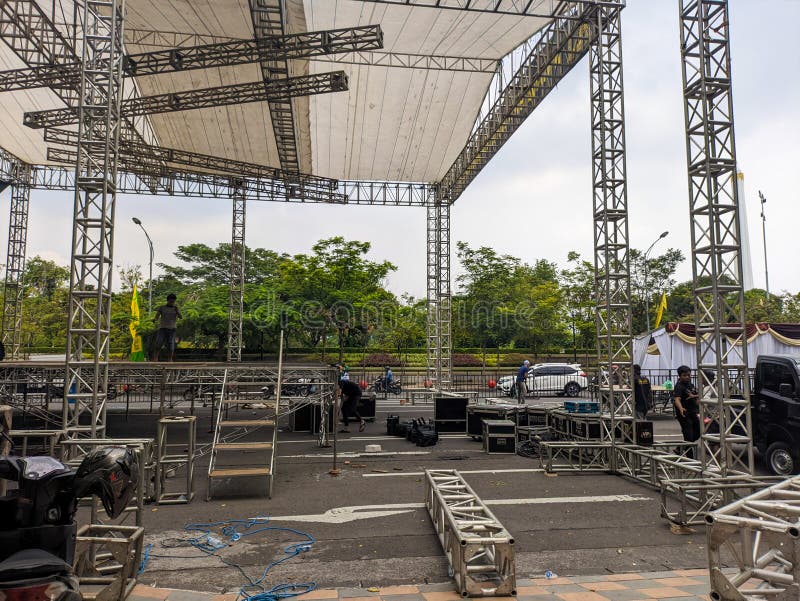 A Stage Being Built for an Event in Surabaya, Indonesia Editorial Stock ...