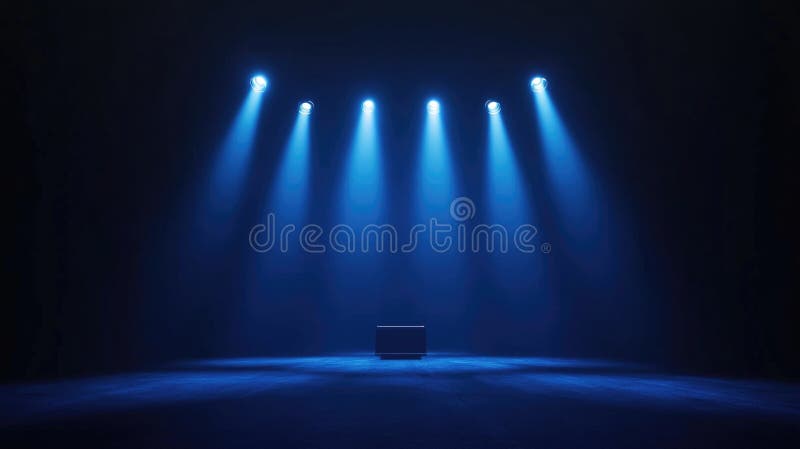 Stage with Bench and Blue Lights Stock Photo - Image of blue, concert ...