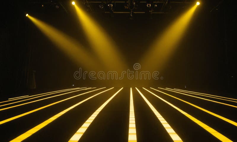Stage with Black Background Features Diagonal Pattern Yellow and White ...