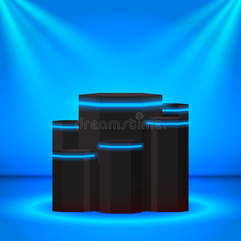 Stage Black Podium With Neon Lines And Lighting Stock Vector ... Stage Black Podium With Neon Lines And Lighting Stock Vector ...