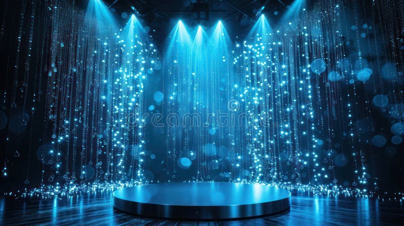 A Stage with Blue Lights and a Blue Backdrop Stock Illustration ...