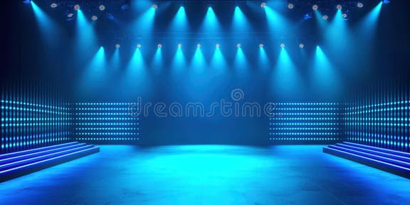 A Stage with Blue Lights and a Blue Background Stock Image - Image of ...