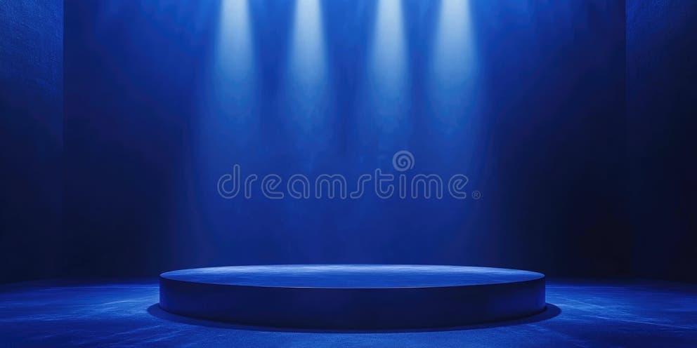Stage with Blue Lights and Platform Stock Photo - Image of music ...