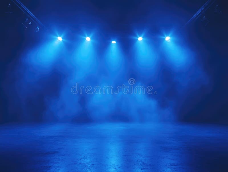 Stage with Blue Lights and Smoke Stock Photo - Image of drama, lights ...
