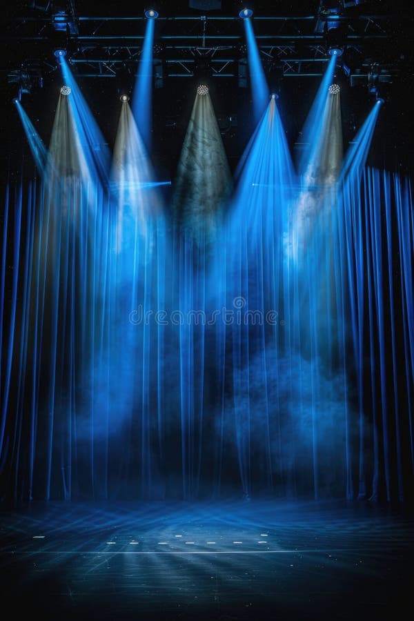Stage with Blue Lights and Smoke, Perfect for Concert Events Stock ...