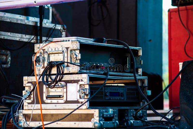 Stage Box with Power Amplifier at a Concert Venue Stock Image - Image ...