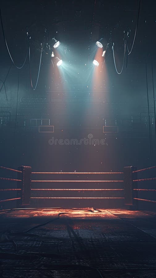 Stage with Three Spotlights in a Boxing Ring. Generative AI. Stock ...