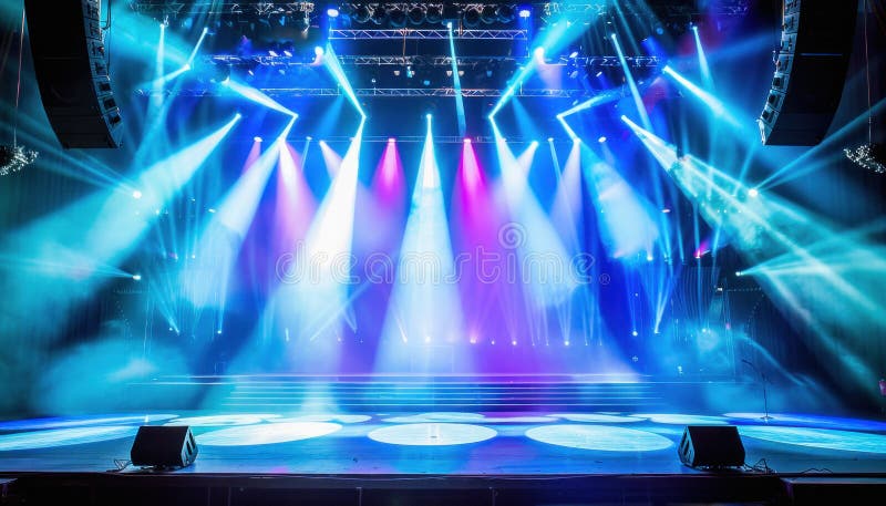 A Stage is Brightly Lit with Many Shining Lights for Visual Effects ...