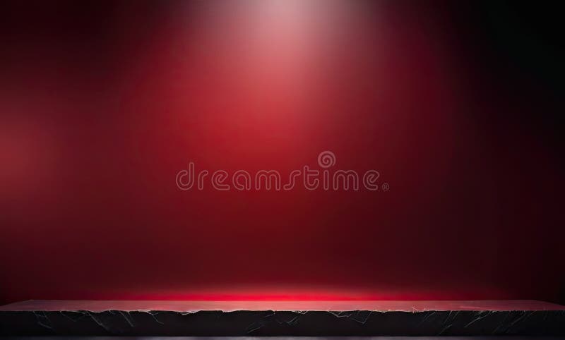 Stage with a Broad Red Background, Softly Lit by Overhead Lights Stock ...