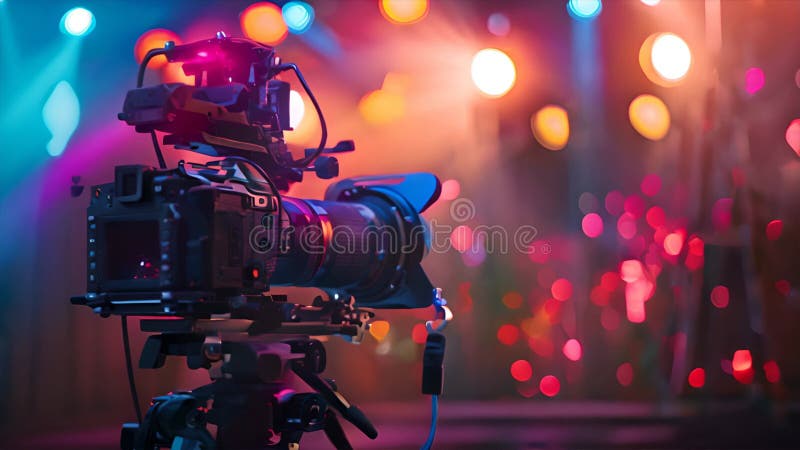 Stage Camera Captures Action with Lights Stock Video - Video of drama ...