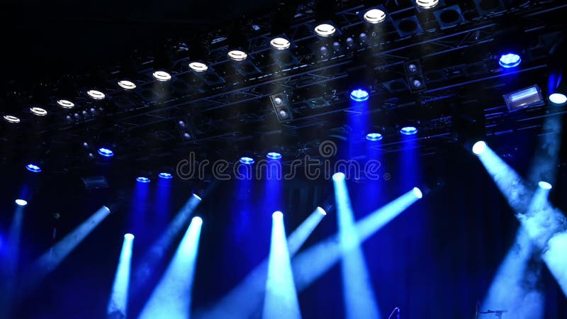 Stage Ceiling Spotlights Lightning and Flashing during Stock Video ...