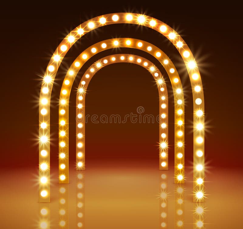 Stage with Circle Light Bulbs Stock Vector - Illustration of neon ...