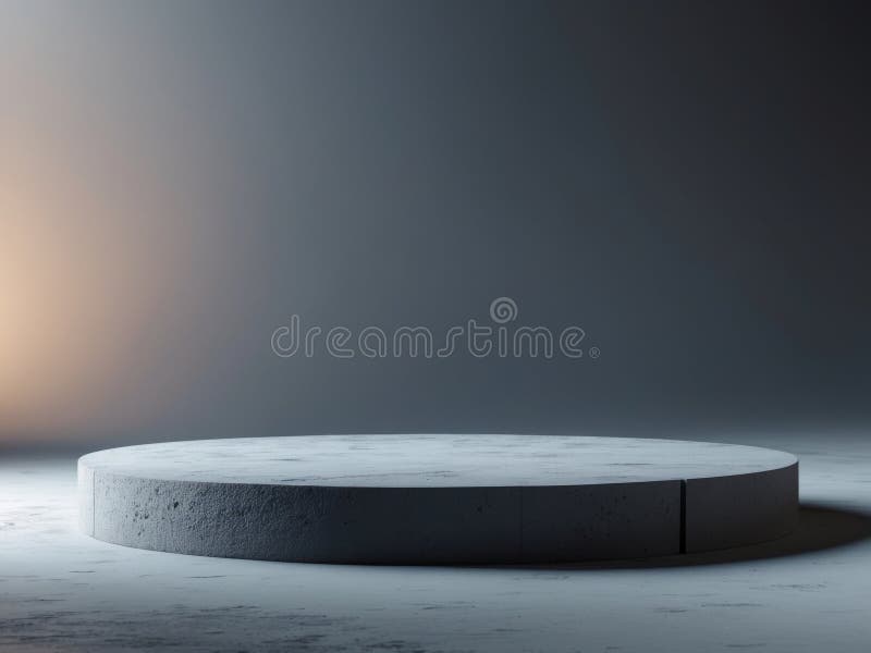 Stage Circular Platform Center is Made Concrete Surrounded Dimly Lit ...