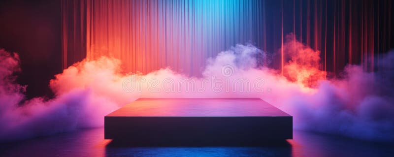 Stage with Colorful Smoke and Dramatic Lighting, Event and Performance ...
