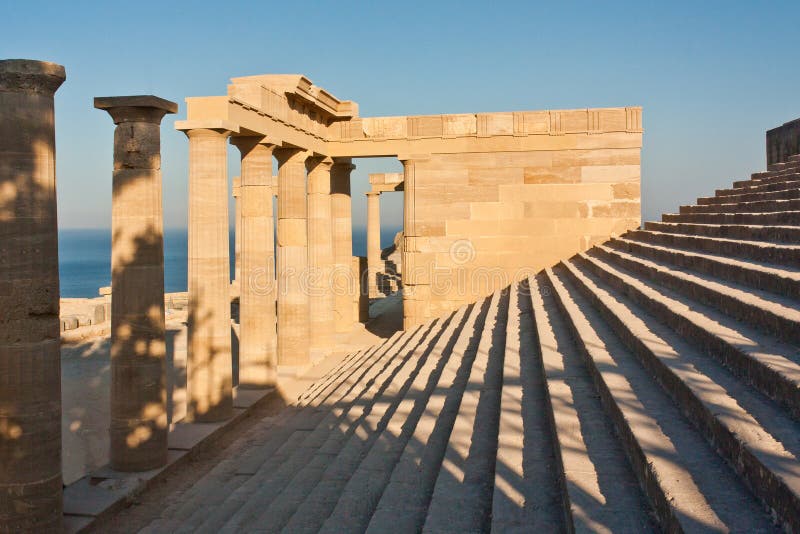Stage and Columns of the Ancient Acropolis Stock Image - Image of blue ...