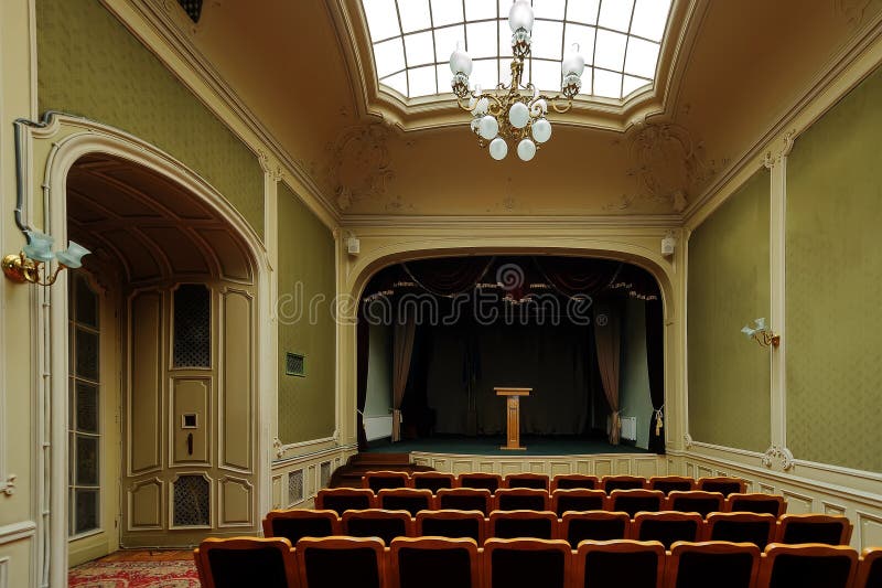Conference Hall in Scientists` House in Lviv, Ukraine Editorial ...