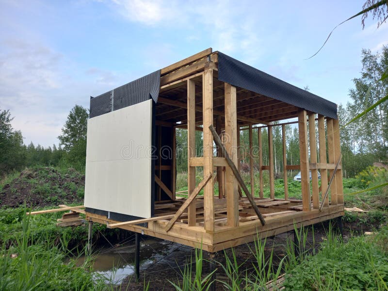The Stage of Construction of a Frame House Stock Image - Image of ...
