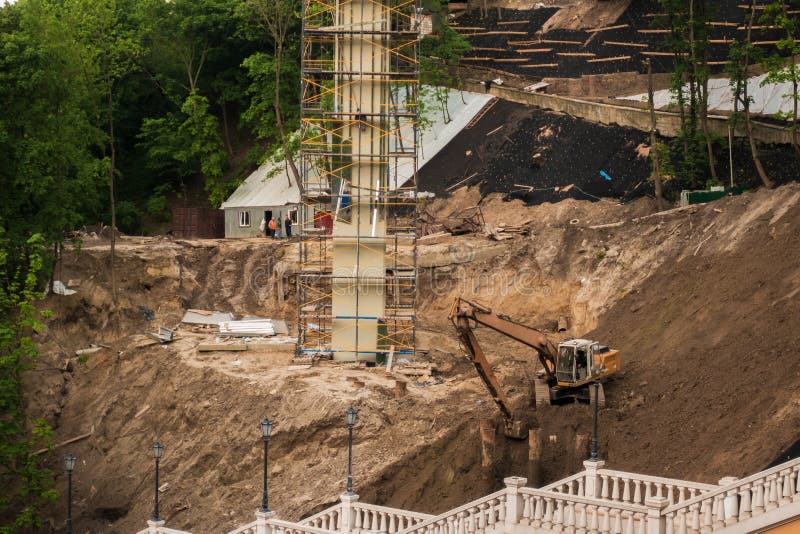Stage of Construction of the Glass Pedestrian Bridge Klichka in Kyiv ...
