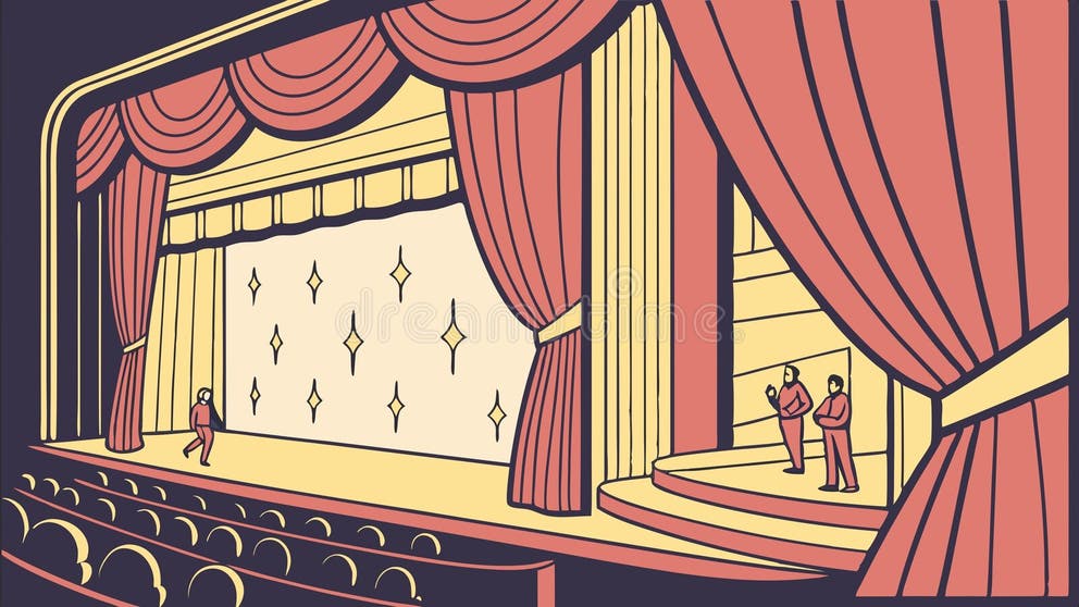 Stage Curtain with Spotlight, Theatrical Performance and Dramatic ...