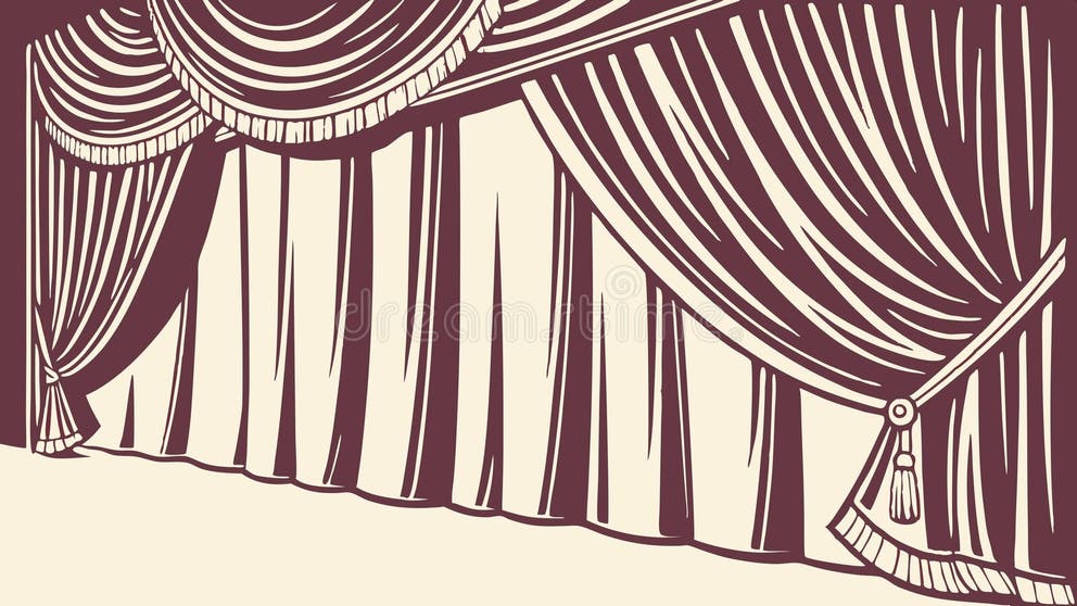 Stage Curtains Backdrop, Theater Performance and Dramatic Scene Vector ...