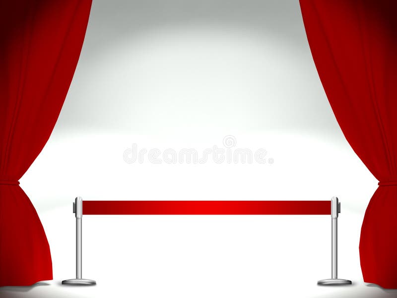 Stage with Curtains and Red Ribbon Stock Illustration - Illustration of ...