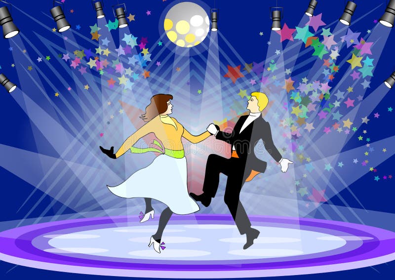 Retro Disco Dancers Blue/eps Stock Vector - Illustration of floor ...