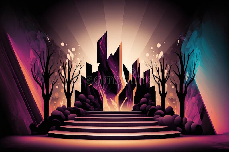 Stage Design in 2D for Various Events Stock Illustration - Illustration ...
