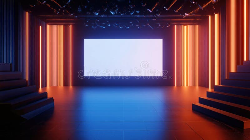 Stage Design with Illuminated Backdrop and Steps, Modern Lighting ...
