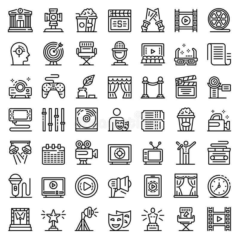 100 Stage Actor Icons Set, Flat Style Stock Vector - Illustration of ...