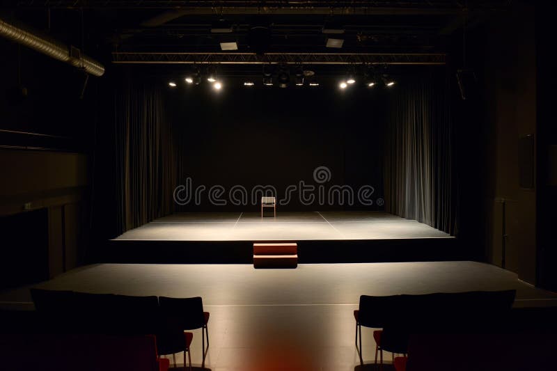 A Stage is Empty with a Chair on it. Stage Background Stock Image ...