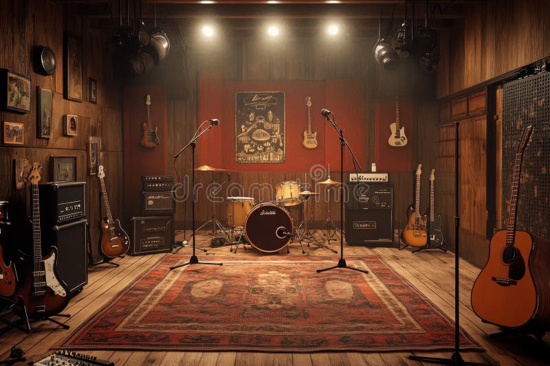 The Stage is Empty at a Live Music Event Featuring Acoustic ...