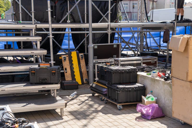 Stage Equipment before the Concert. Stock Photo - Image of theatre ...