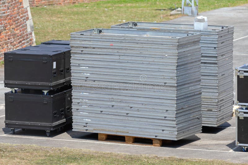Stage Equipment stock photo. Image of pallet, 2021, boxes - 228440834