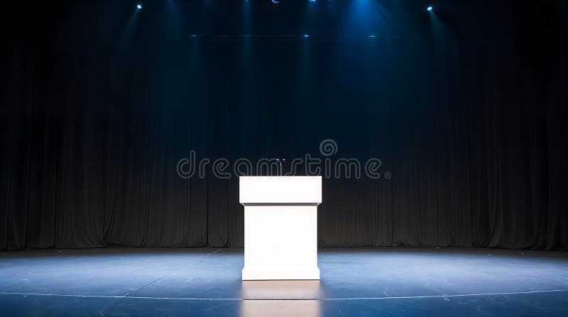 Empty Stage with a Podium and Spotlight Ready for a Public Speaking ...